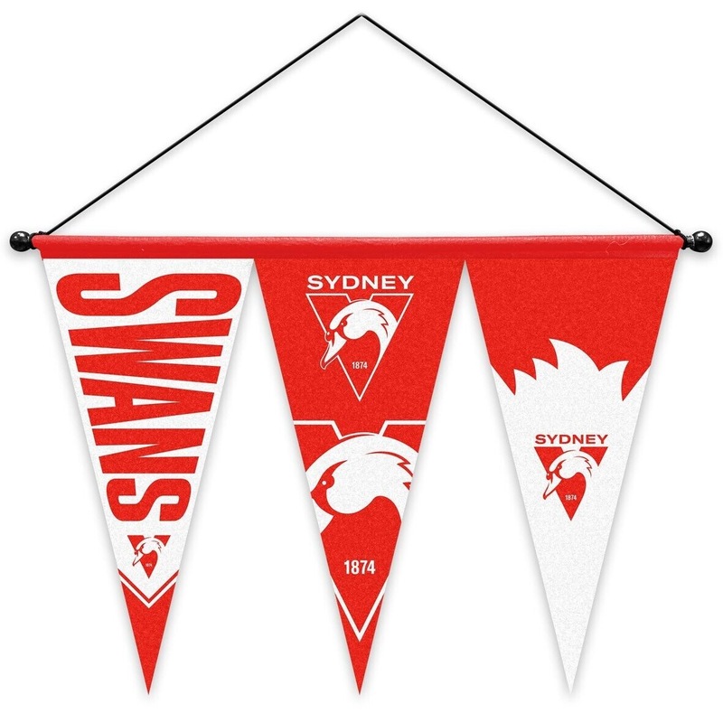 Buy AFL Multi Pennant Flag - Sydney Swans - Set Of 3 - Inc Hanger - MyDeal