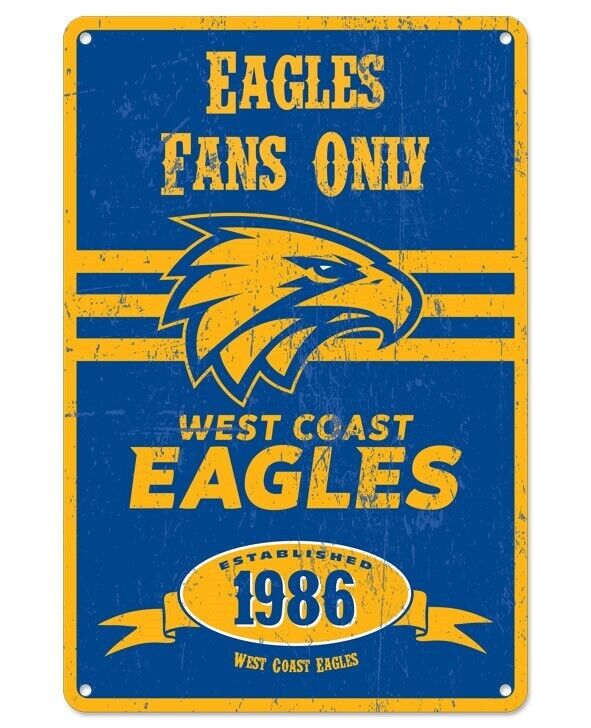 Buy AFL Retro Supporter Tin Sign - West Coast Eagles - Man Cave ...