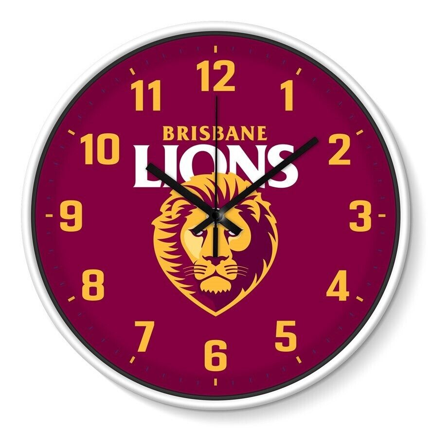Buy AFL Wall Clock - Brisbane Lions - Plastic - 30cm Diameter - Team ...