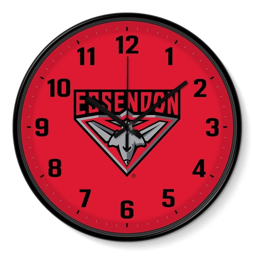 Buy AFL Wall Clock - Essendon Bombers - Plastic - 30cm Diameter - Team ...