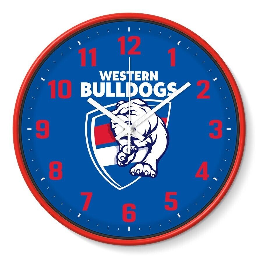 Buy AFL Wall Clock - Western Bulldogs - Plastic - 30cm Diameter - Team ...
