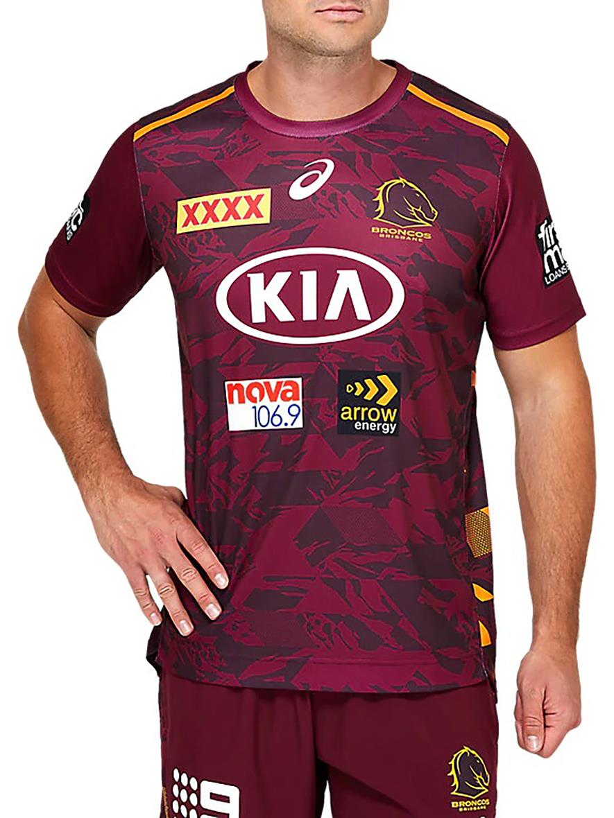 Buy NRL 2021 Training Tee - Brisbane Broncos - Maroon - Adult - Rugby ...