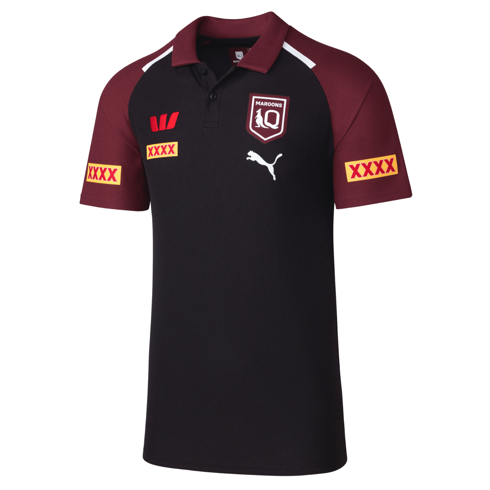 Buy NRL 2024 Team Polo - Queensland Maroons - Black - Mens - Adult ...