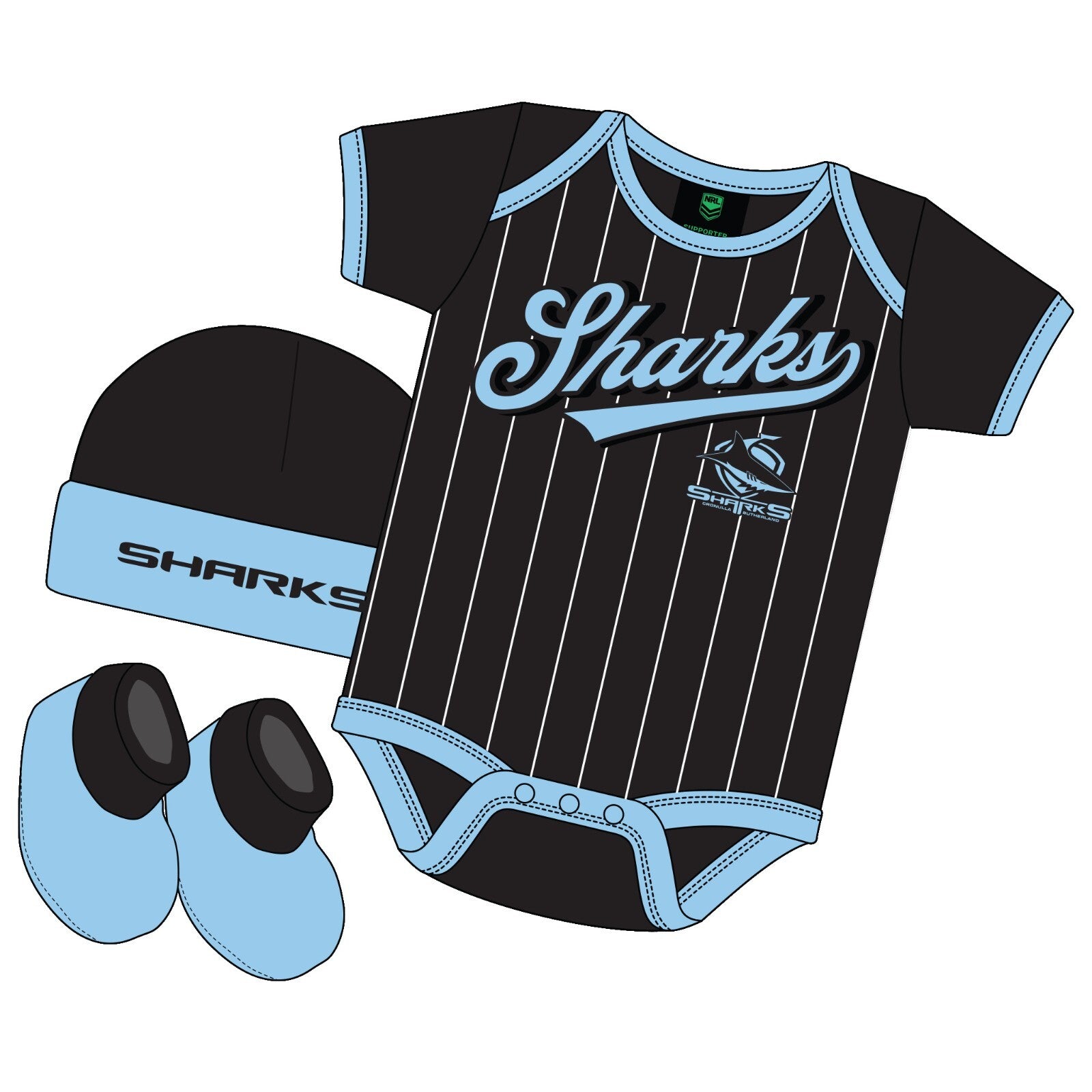 Buy NRL 3 Piece 'Lullaby' Set - Cronulla Sharks - Infant - Baby ...