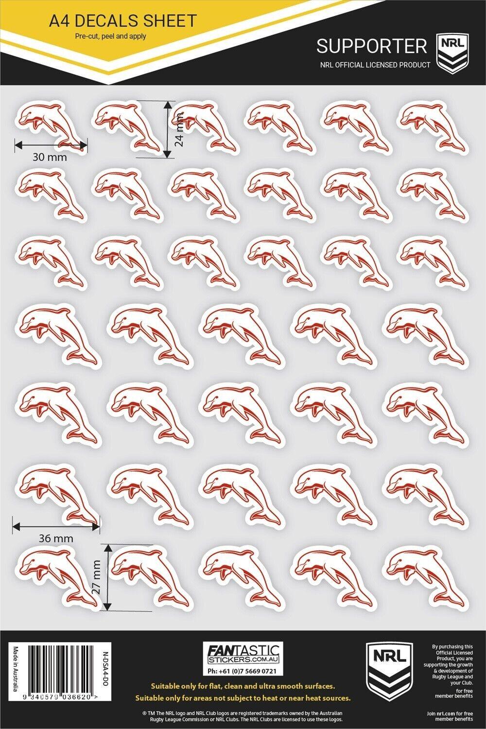 Buy NRL A4 Decal Sheet - Dolphins - Sticker - MyDeal Australia