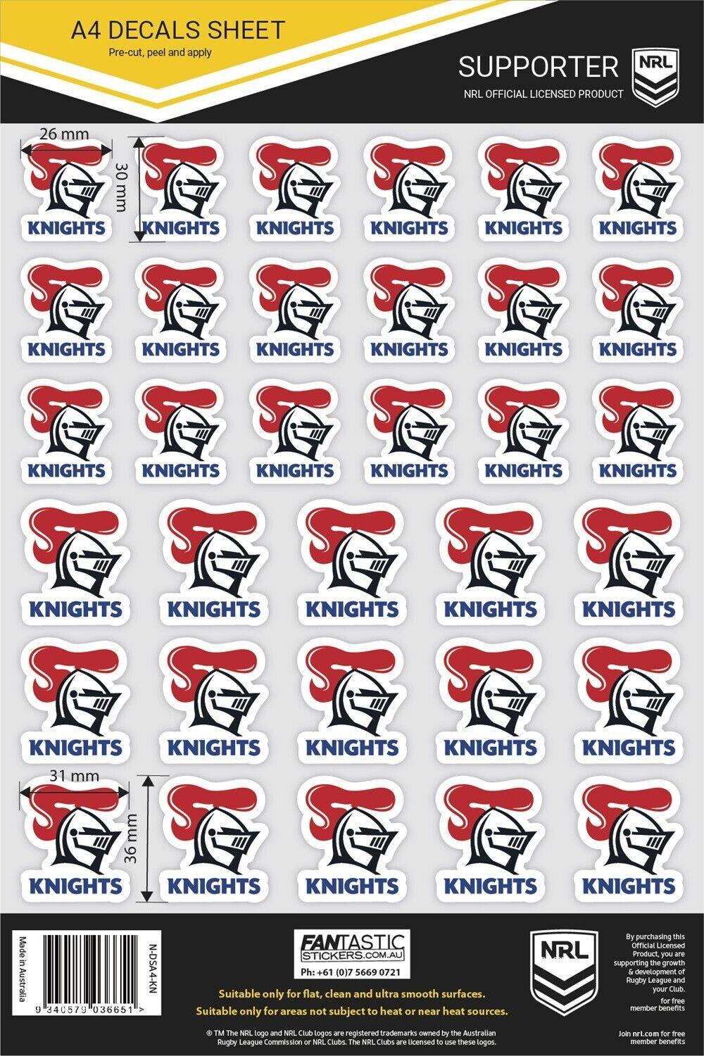 Buy NRL A4 Decal Sheet - Newcastle Knights - Sticker - MyDeal Australia