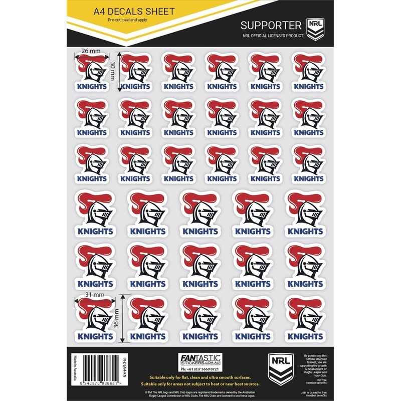Buy NRL A4 Decal Sheet - Newcastle Knights - Sticker - MyDeal