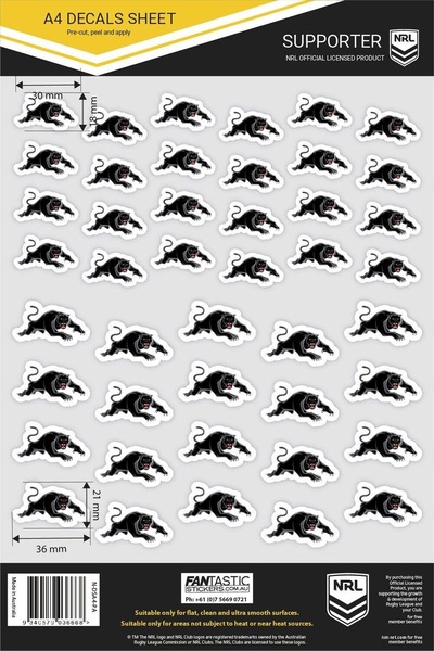 Buy NRL A4 Decal Sheet - Penrith Panthers - Sticker - MyDeal Australia