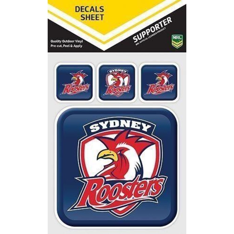 Buy NRL App Stricker Decal Set - Sydney Roosters - 13x13CM Large 4x4CM ...