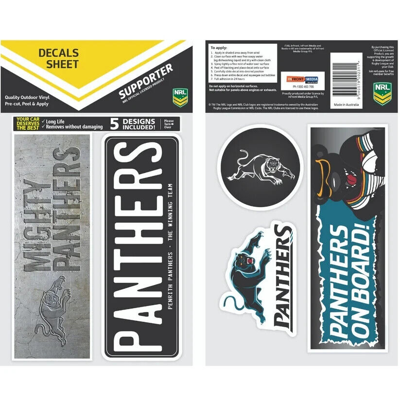 Buy NRL Bumper Decal Sheet Set - Penrith Panthers - Team Logo Sticker ...