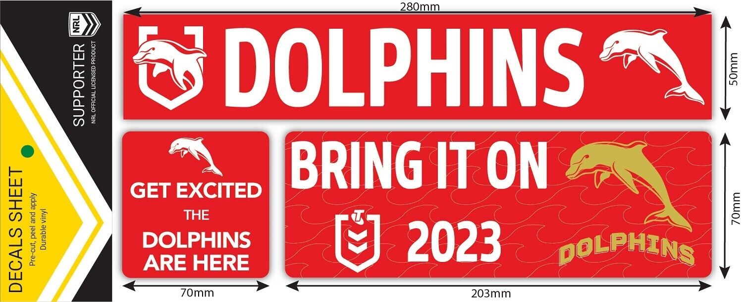 Buy NRL Car Window Decal Set - 3 Stickers - Dolphins - 280mm - MyDeal ...
