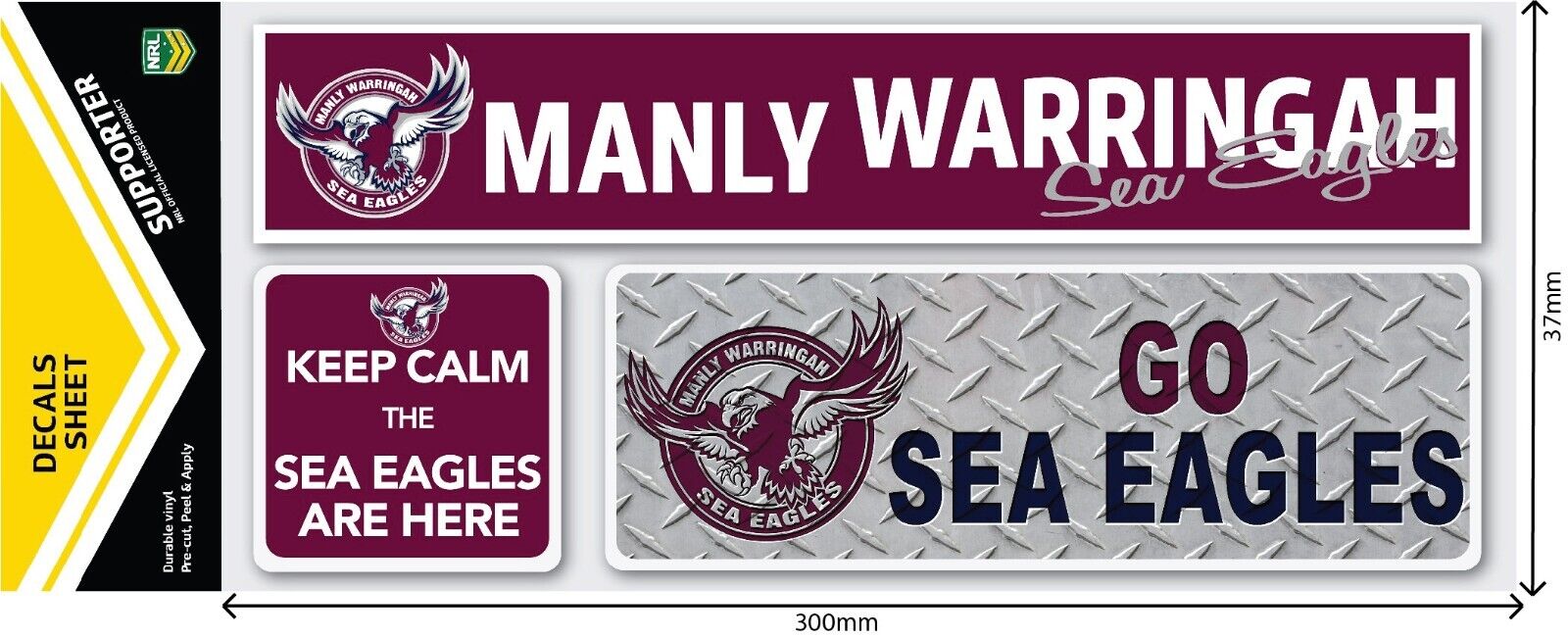 Buy NRL Car Window Decal Set - 3 Stickers - Manly Sea Eagles - 280mm ...