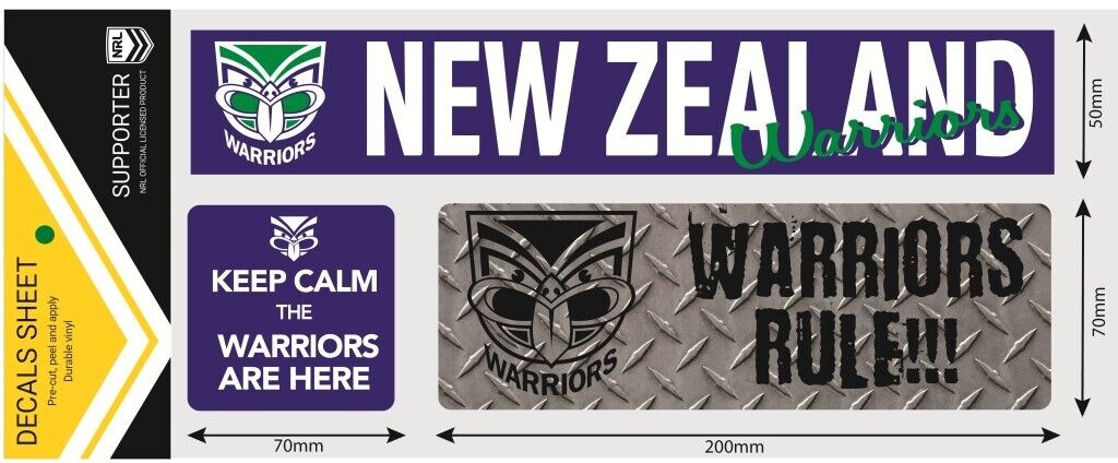 Buy NRL Car Window Decal Set - 3 Stickers - New Zealand Warriors ...