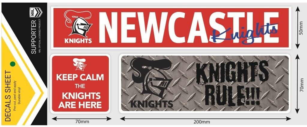Buy NRL Car Window Decal Set - 3 Stickers - Newcastle Knights - 280mm ...