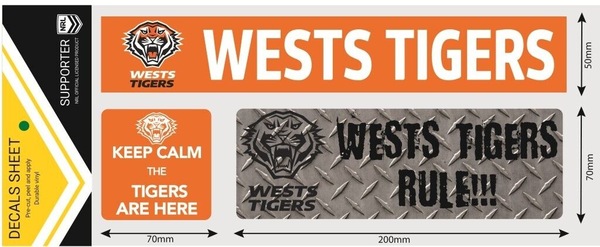 Buy NRL Car Window Decal Set - 3 Stickers - West Tigers - 280mm ...