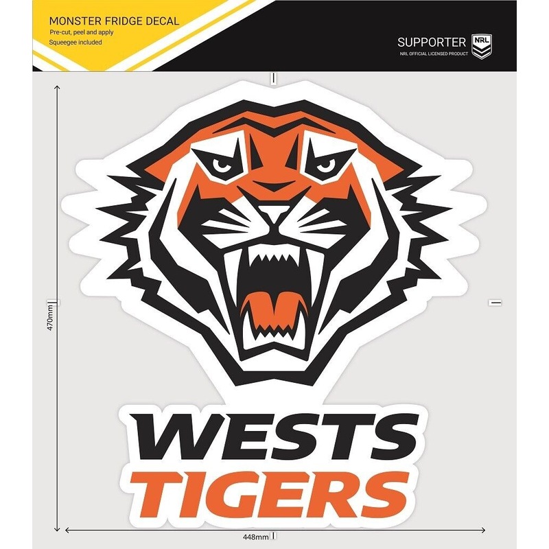 Buy NRL Fridge Decal - West Tigers - Team NEW Logo Sticker - 338x448mm ...