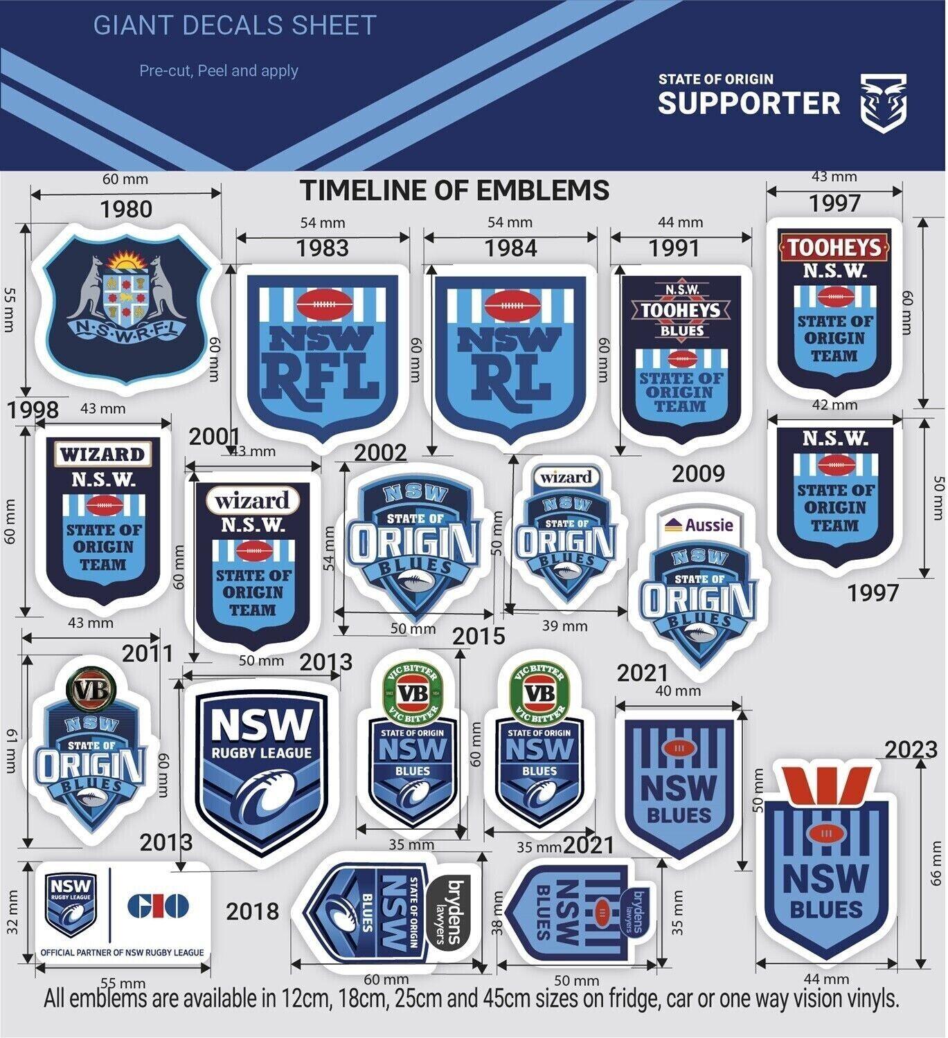 Buy NRL Giant Decal Sheet - New South Wales Blues - Timeline Of Club ...