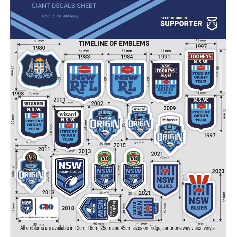 Buy NRL Giant Decal Sheet - New South Wales Blues - Timeline Of Club ...