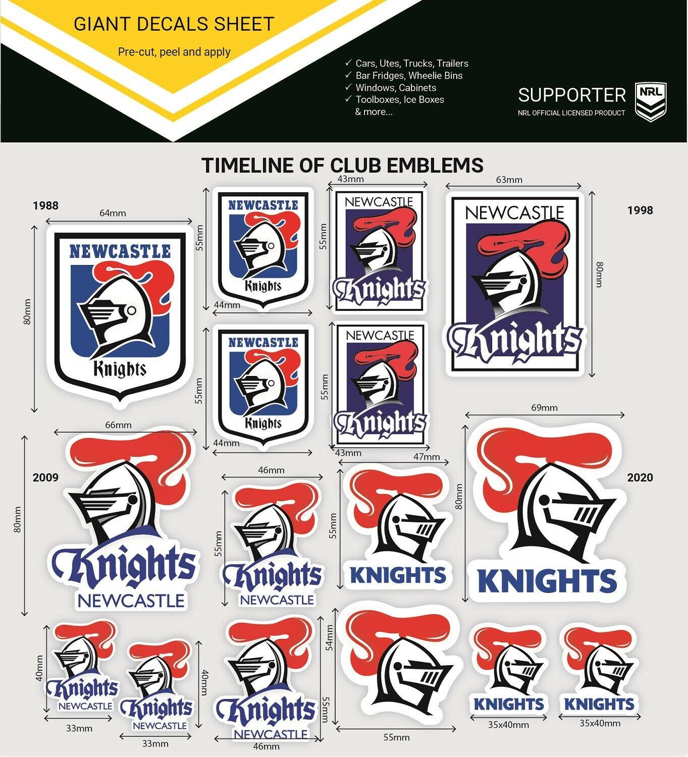 Buy NRL Giant Decal Sheet - Newcastle Knights - Timeline Of Club Logos ...