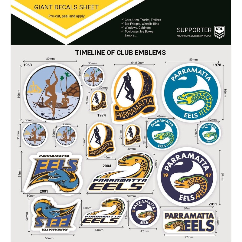 Buy NRL Giant Decal Sheet - Parramatta Eels - Timeline Of Club Logos ...