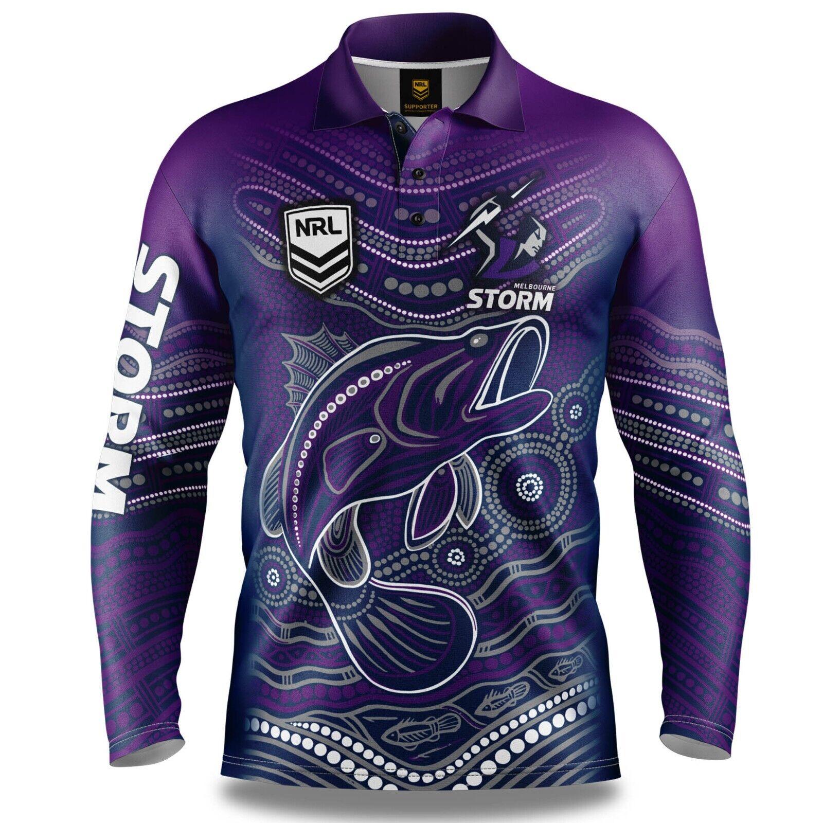 Buy NRL Indigenous Fishing Polo Tee Shirt - Melbourne Storm - Adult ...
