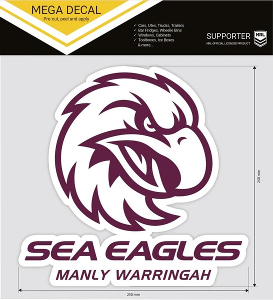 Buy NRL Mega Decal - Manly Sea Eagles (2024) - Car Sticker 250mm ...