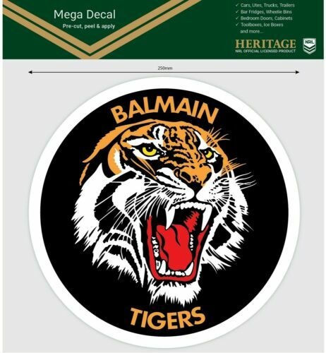 Buy NRL Mega Heritage Decal - Balmain Tigers - Car Sticker 250mm ...