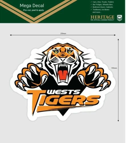 Buy NRL Mega Heritage Decal - West Tigers - Car Sticker 250mm - MyDeal ...