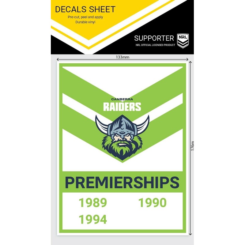 Buy NRL Premiership History Decal - Canberra Raiders - Premier Stickers ...
