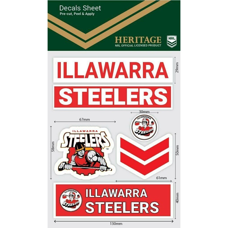 Buy NRL Sticker Decal Sheet - Illawarra Steelers - Stickers Wordmark ...