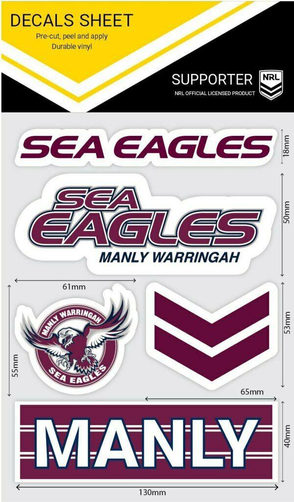 Buy NRL Sticker Decal Sheet - Manly Sea Eagles - Stickers Wordmark ...