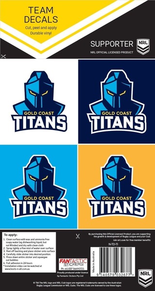 Buy NRL Team Decal Sticker Set - Gold Coast Titans - MyDeal Australia