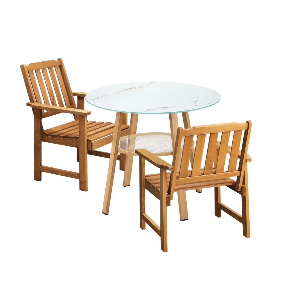 Buy 3PC Outdoor Dining Set Solid Wood Chair and Table - MyDeal Australia