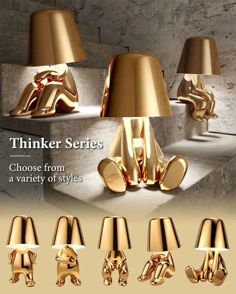 Buy Anyhouz Hotel Lightning Lamp Rechargeable Gold Little Man Sitting ...