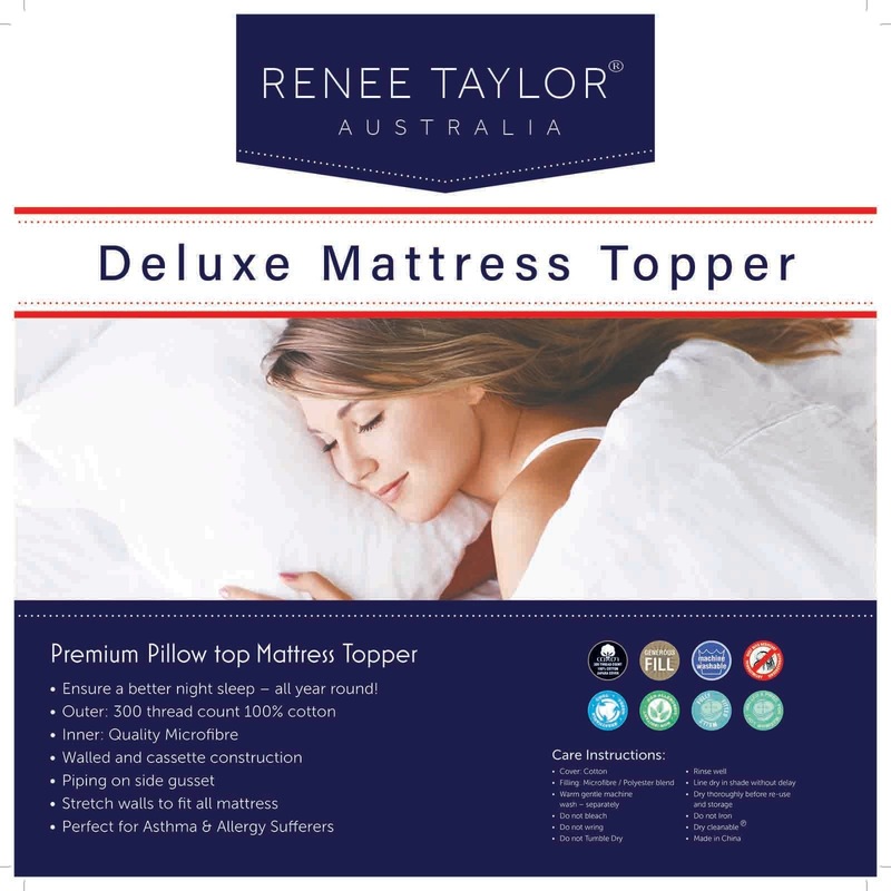 Buy Renee Taylor Deluxe 1000 GSM High Loft Fully Fitted Mattress Topper ...