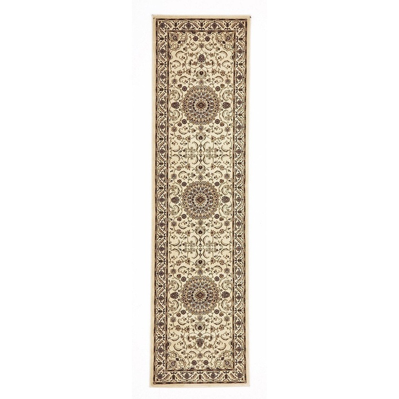 Buy Sydney Medallion Runner Ivory with Ivory Border Runner Rug - MyDeal
