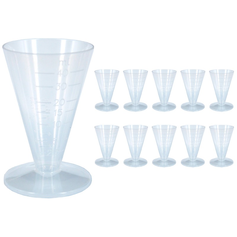 Buy 10x Reusable Medicine Measuring Measure Cups 40ml Clear Plastic ...