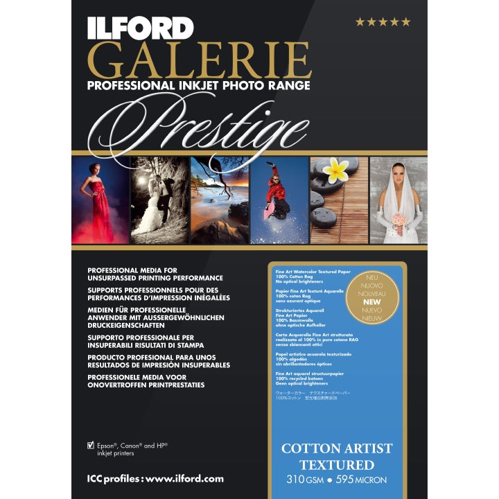 Buy Ilford Galerie Cotton Artist Textured Inkjet Photo Paper Sheets ...