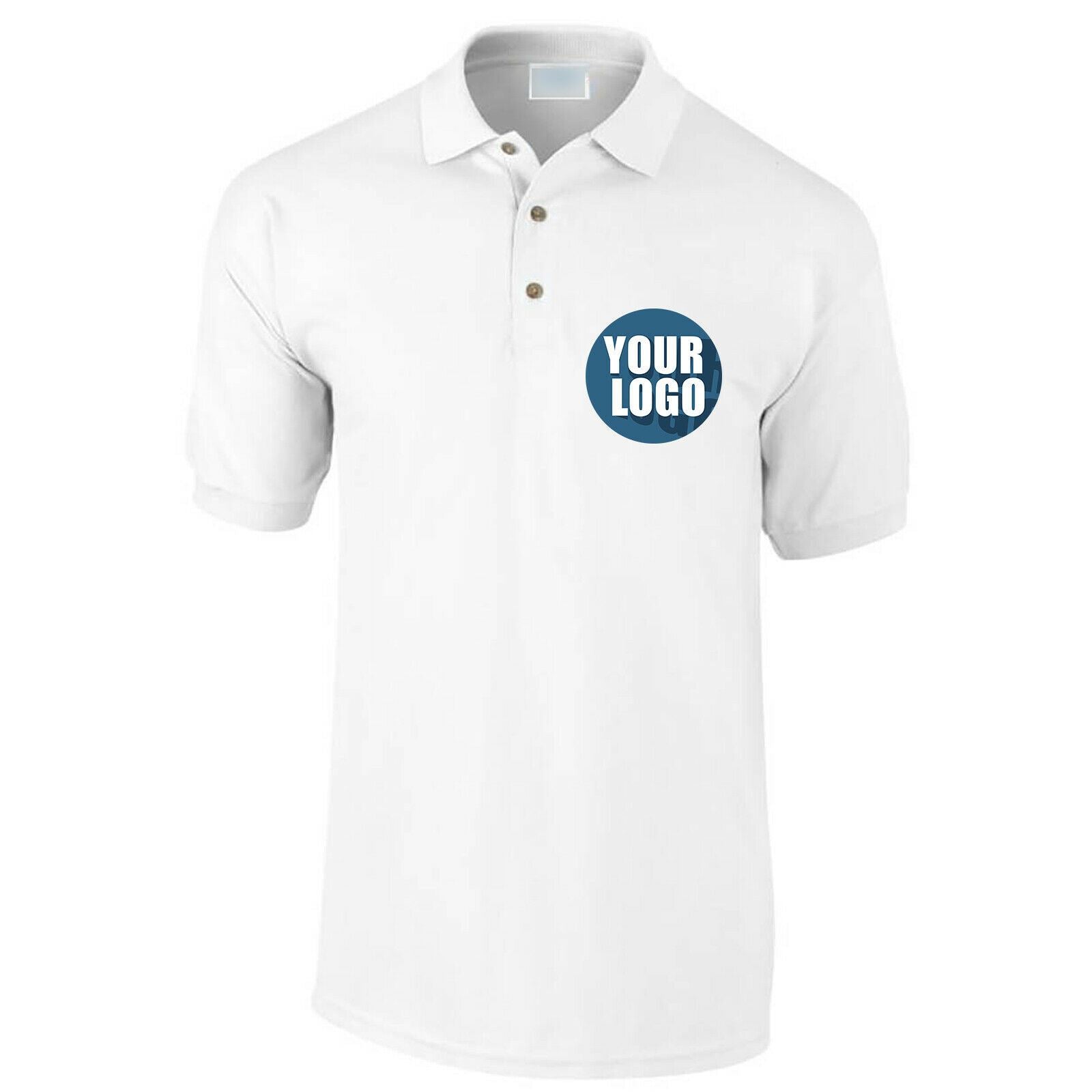 Buy Personalised Mens White Custom Printed Polo Collar T-Shirt Logo ...