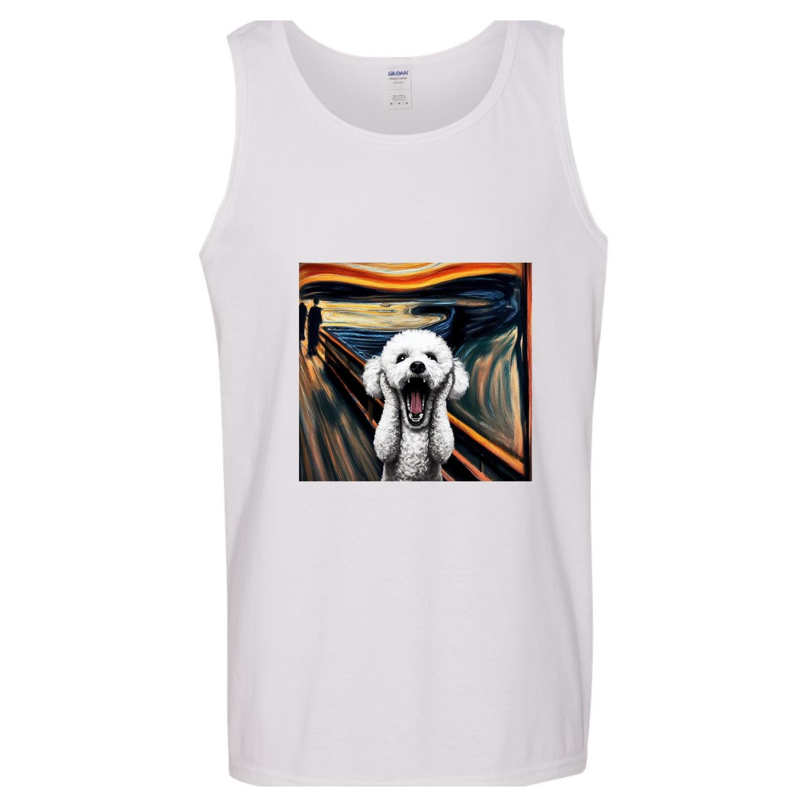 Buy The Scream Skrik Edvard Munch Art Funny Dog Mens White Tank Top ...