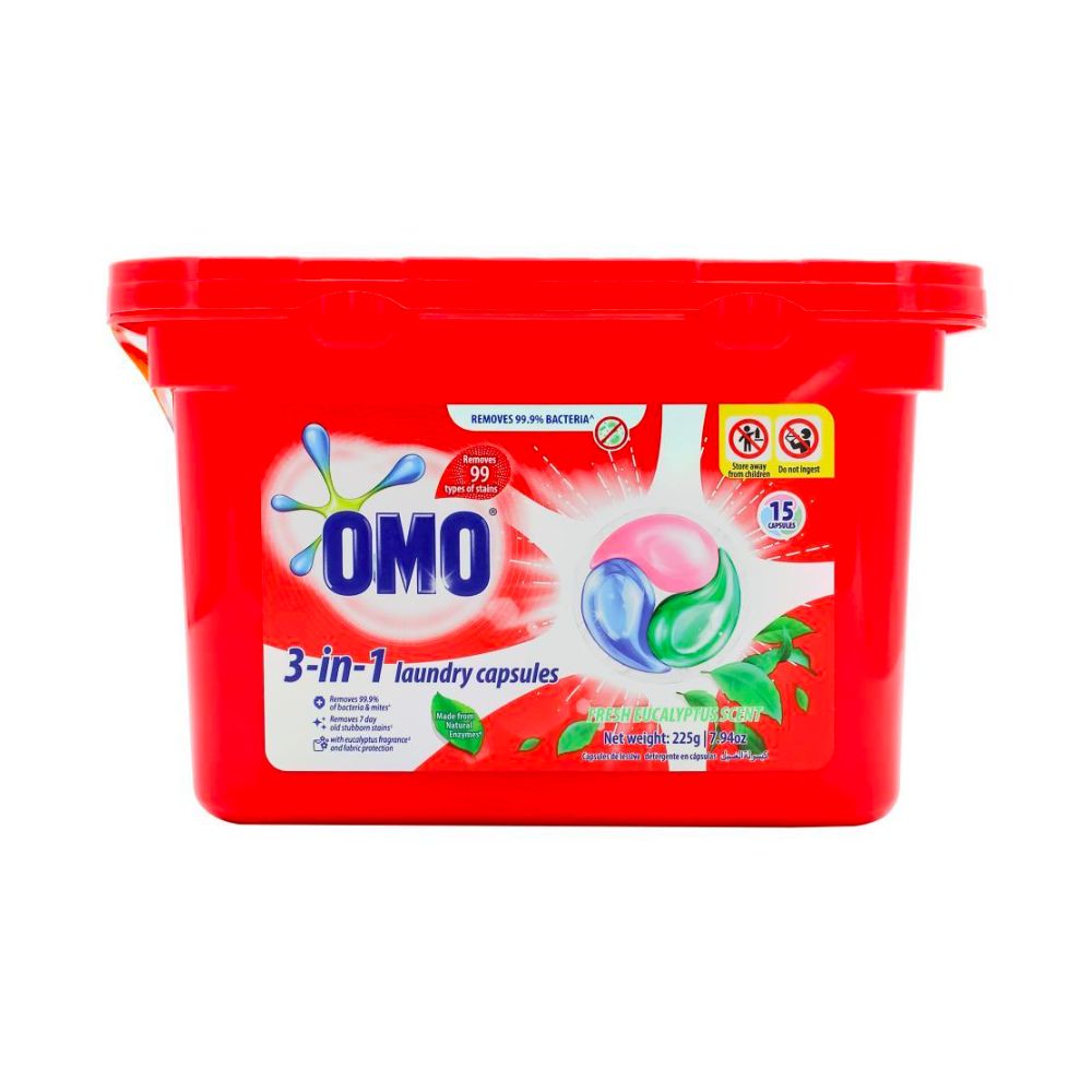 Buy 2 x OMO 3-In-1 Fresh Eucalyptus Laundry Capsules 15 Pack - 225g ...