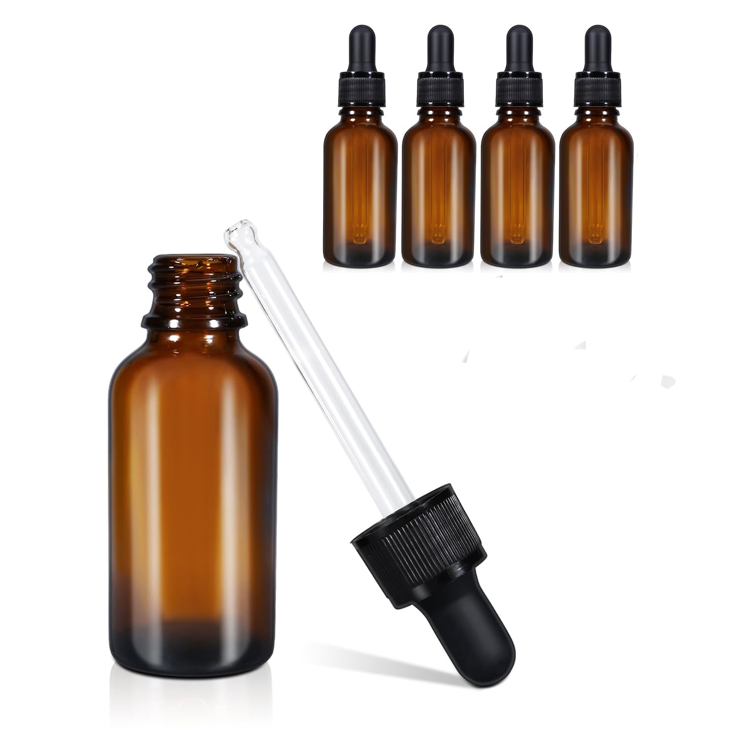 Buy 10ml (5 Pack) Amber Glass Dropper Bottle Liquid Essential Oils Bottle Bottles Leakproof ...