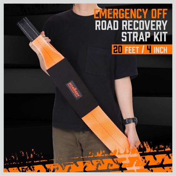 Buy Heavy Duty Recovery Tow Strap Kit 4" x 20Ft Snatch Straps - 18T/40 ...