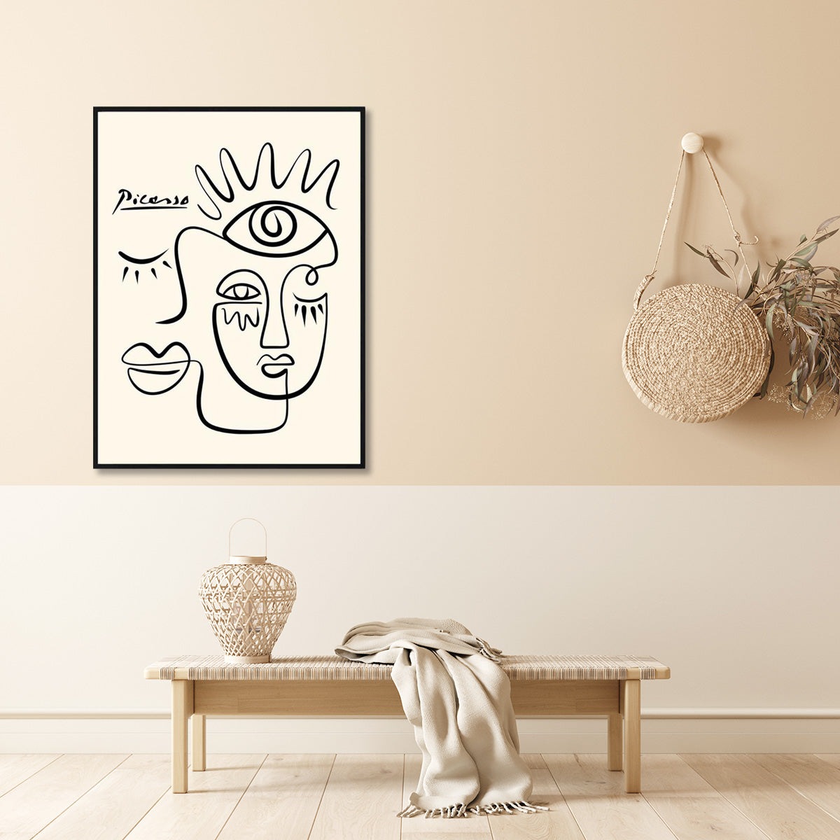 Buy Wall Art 50cmx70cm Line Art By Pablo Picasso Black Frame Canvas ...