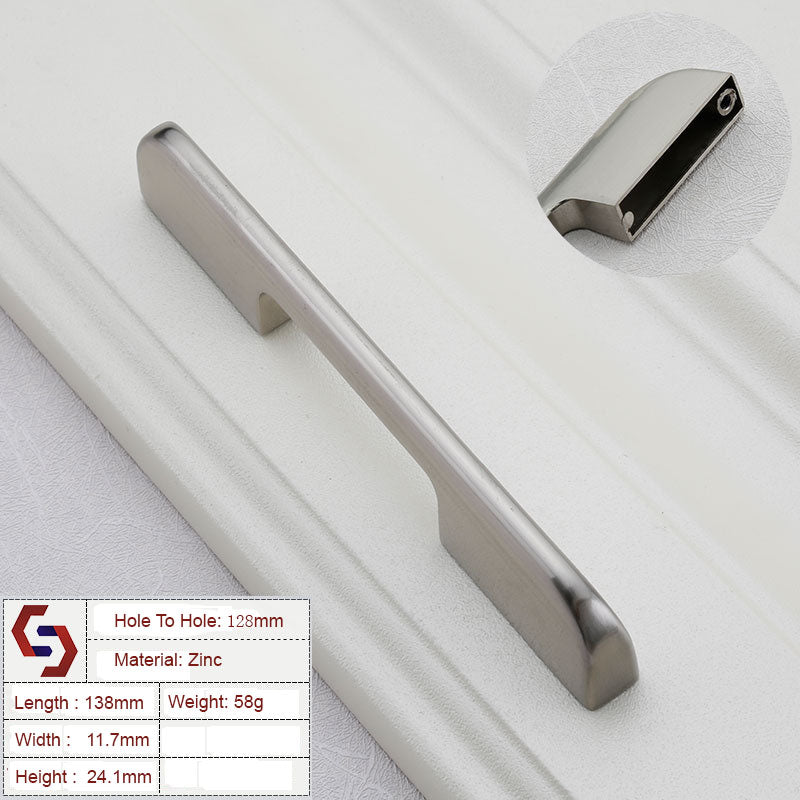 Buy Zinc Kitchen Cabinet Handles Drawer Bar Handle Pull brushed silver ...