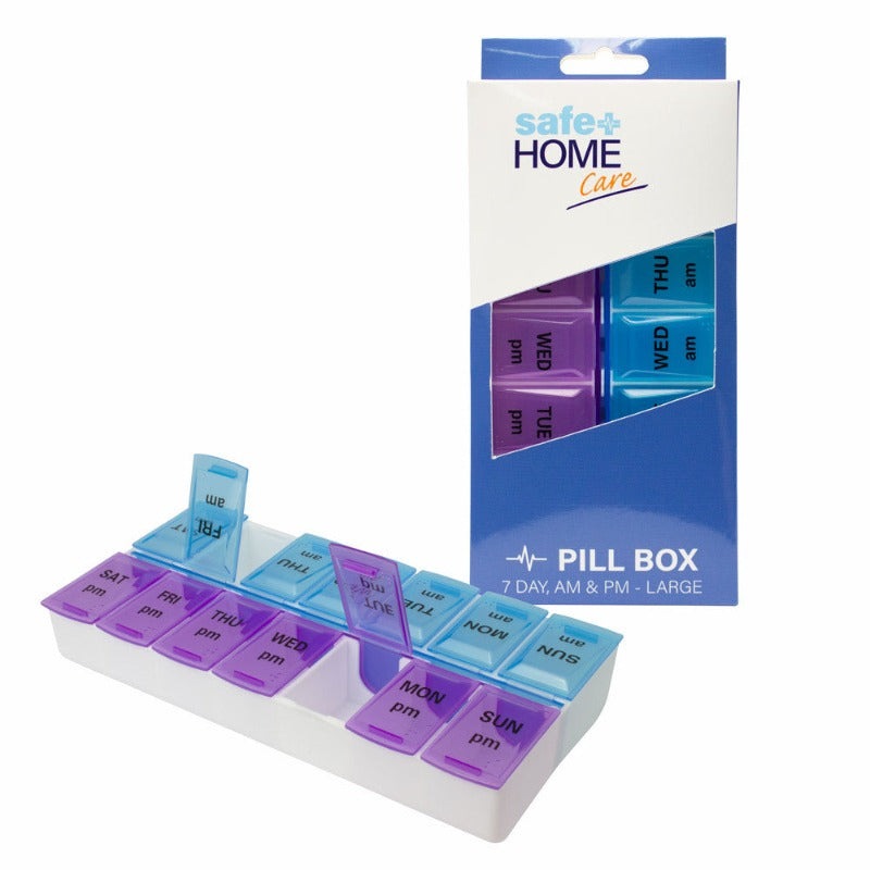 Buy Safe Home Care Pill Box Organiser 7 Day AM & PM Large - MyDeal ...