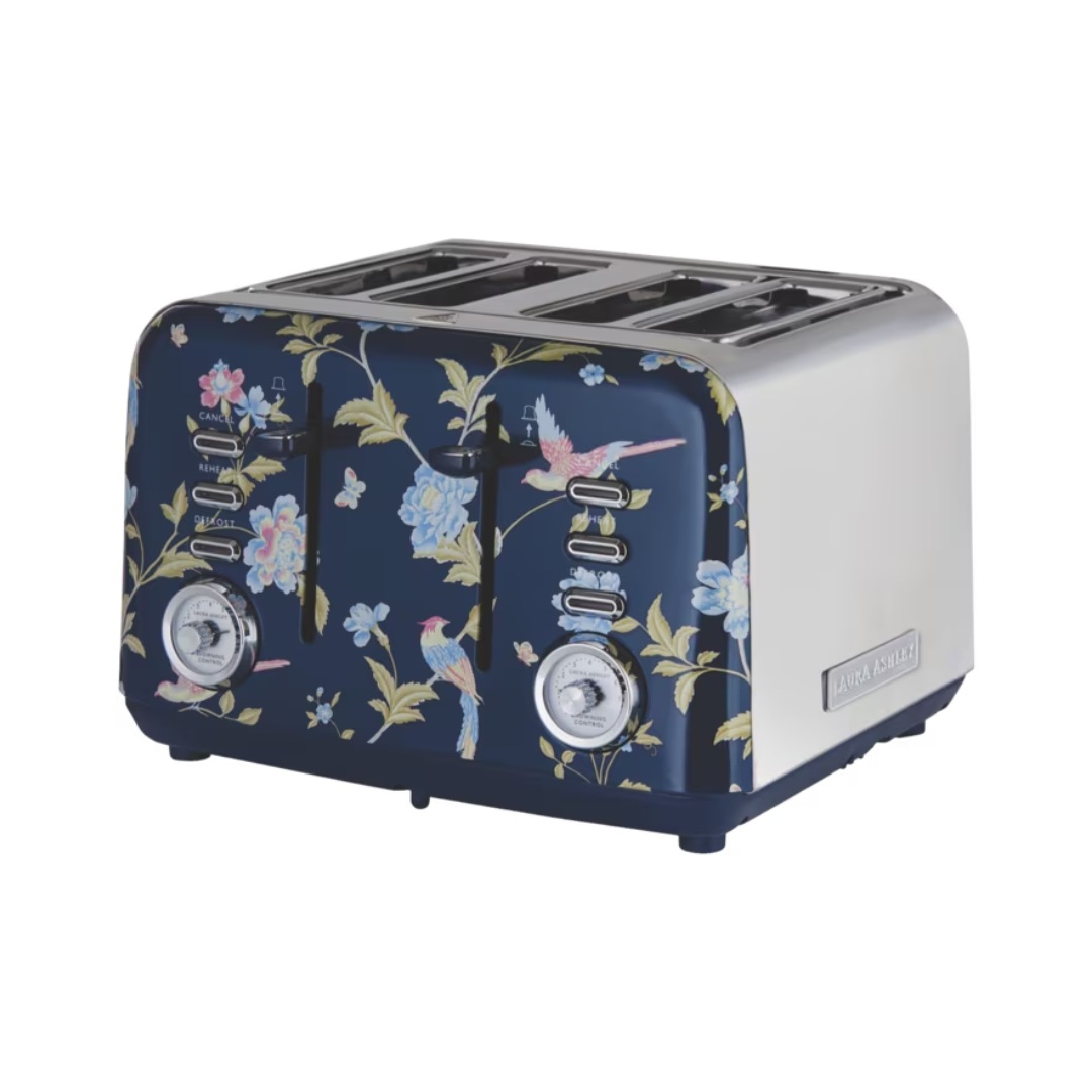Buy Laura Ashley Elveden 4 Slice Toaster - Blue/Silver - MyDeal Australia