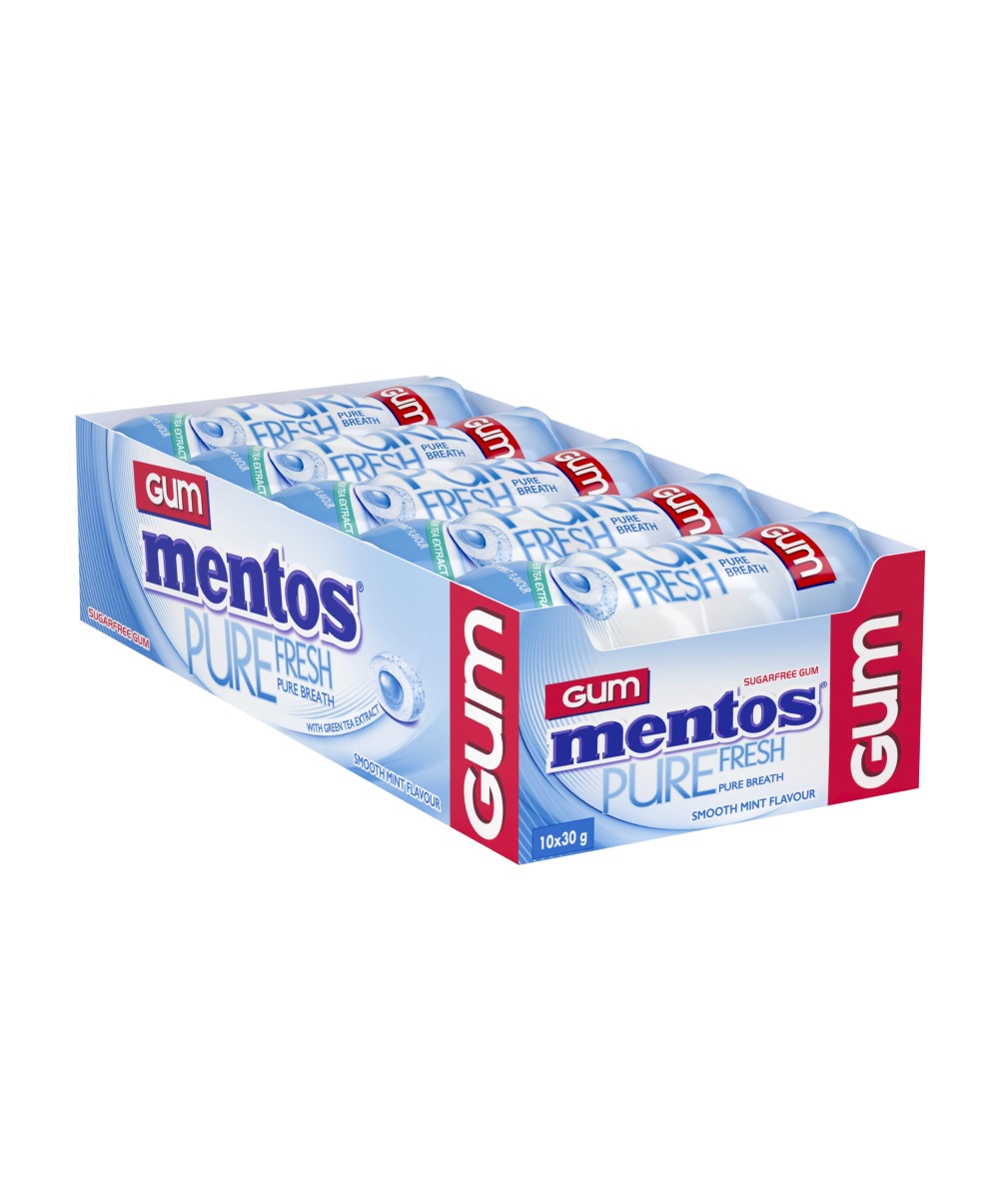 Buy Mentos Pure Fresh Chewing Gum, Smooth Mint 30g (Box of 10 ...