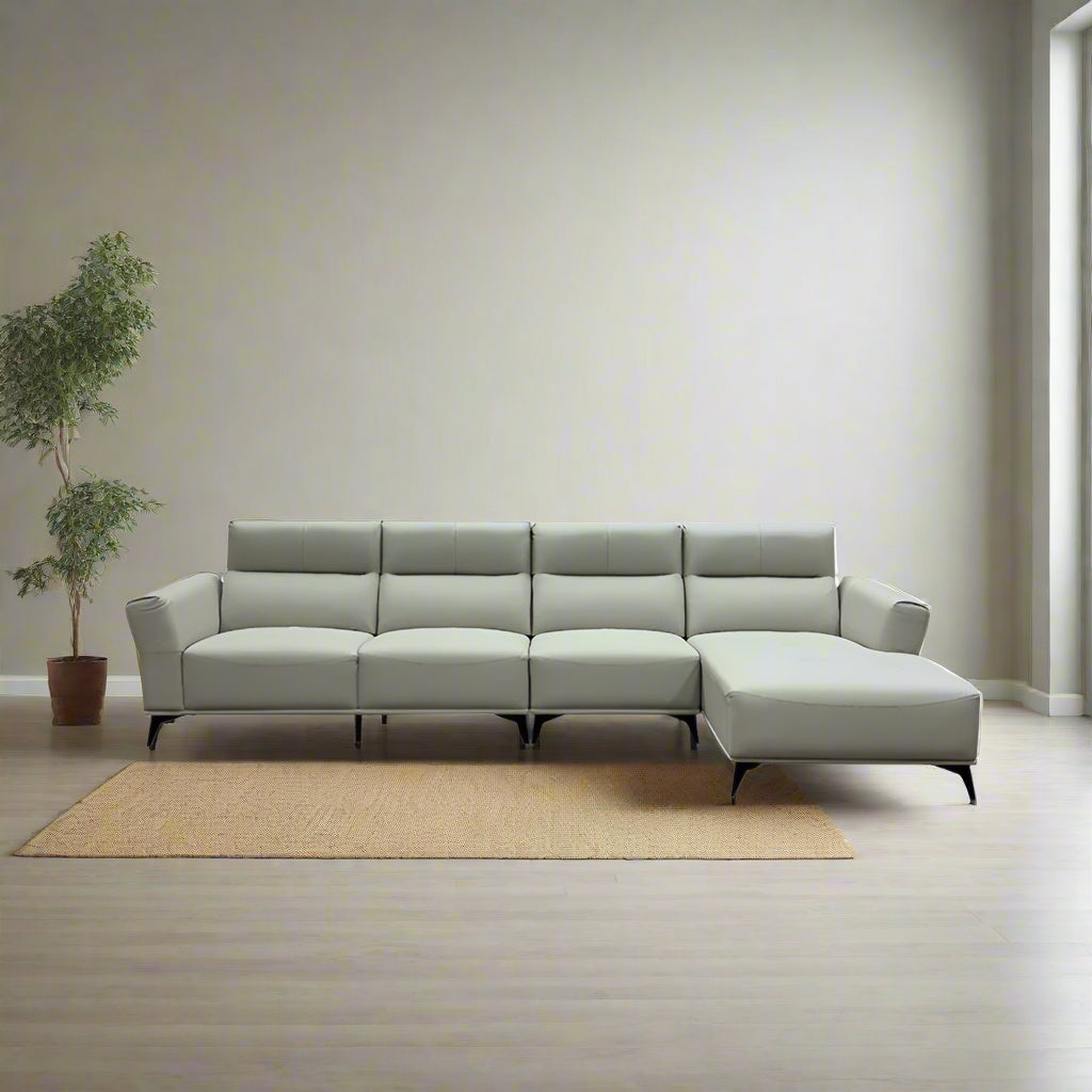 Buy Abigail 3.4m Genuine Leather Upholstered Right Chaise Sofa Multi ...
