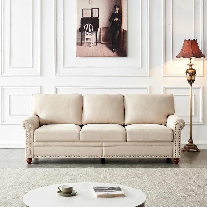 Buy Almond Beige Fabric Upholstery Sofa/Livingroom Couch/Two Seater ...